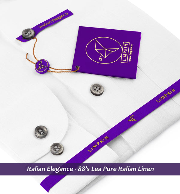 Sierra - Pure White Linen- Contrast Details | Men Shirts - Limpkin